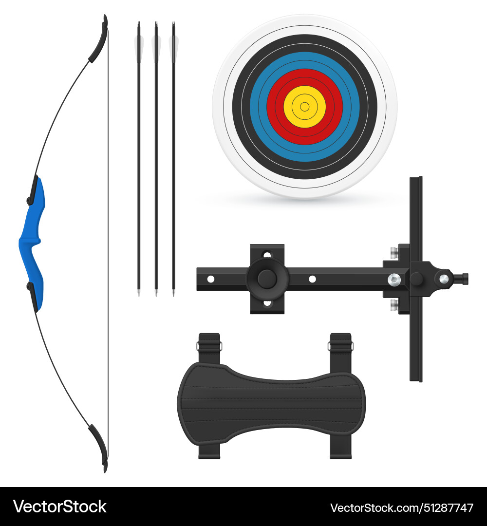 Archery equipment aiming sport tools bow arrow Vector Image