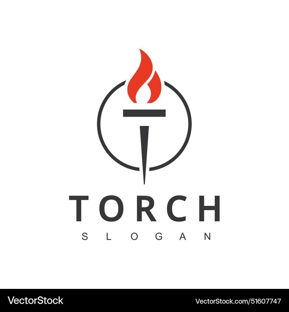 Burning torch fire flame logo design Royalty Free Vector