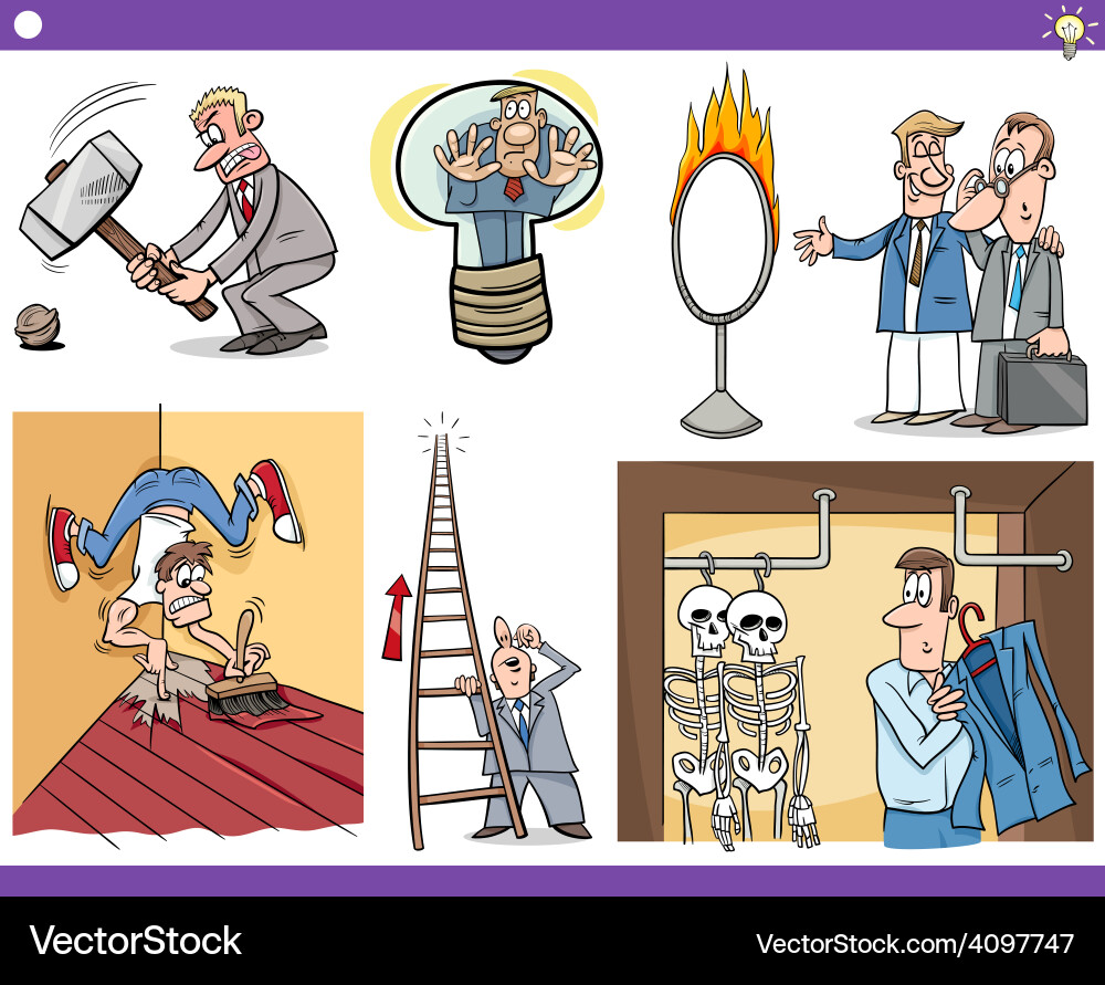 Cartoon concepts and sayings set Royalty Free Vector Image
