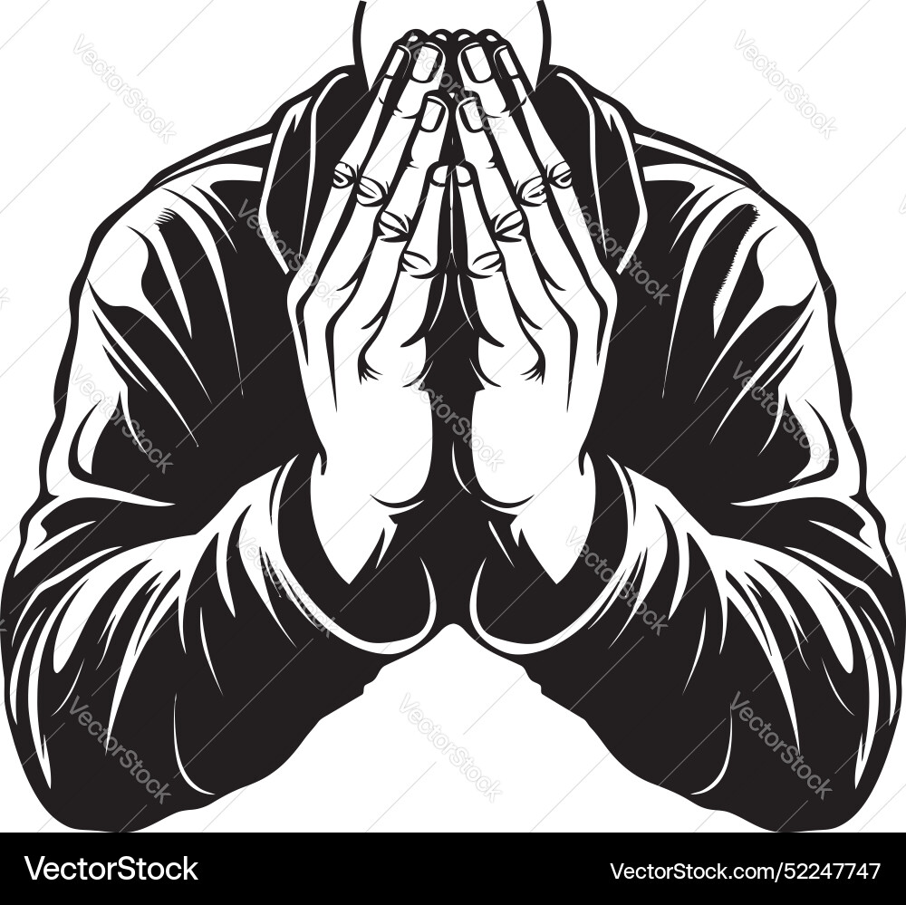 Divine devotion praying hands black icon design Vector Image