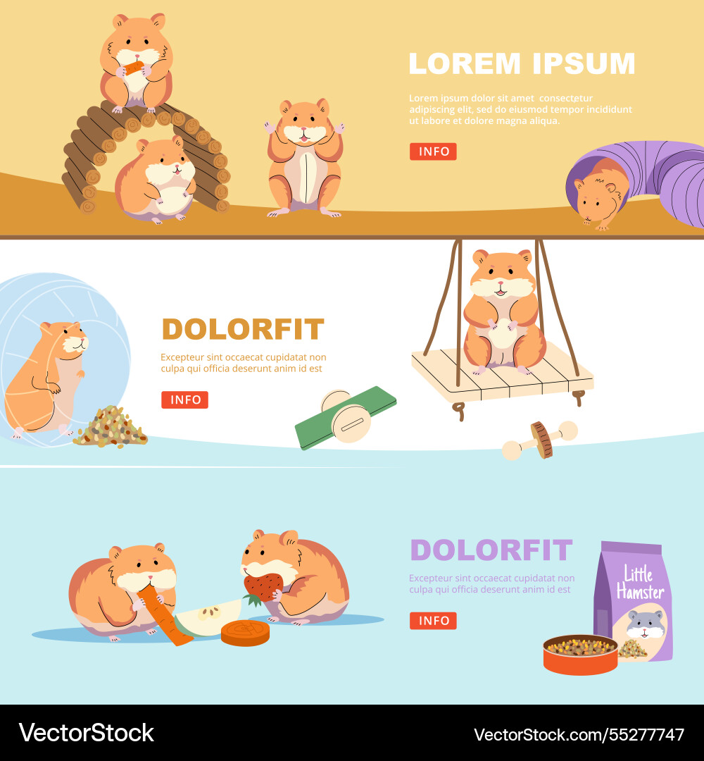 Hamster Banner Haustiere spielen Lizenzfreies Vektorbild