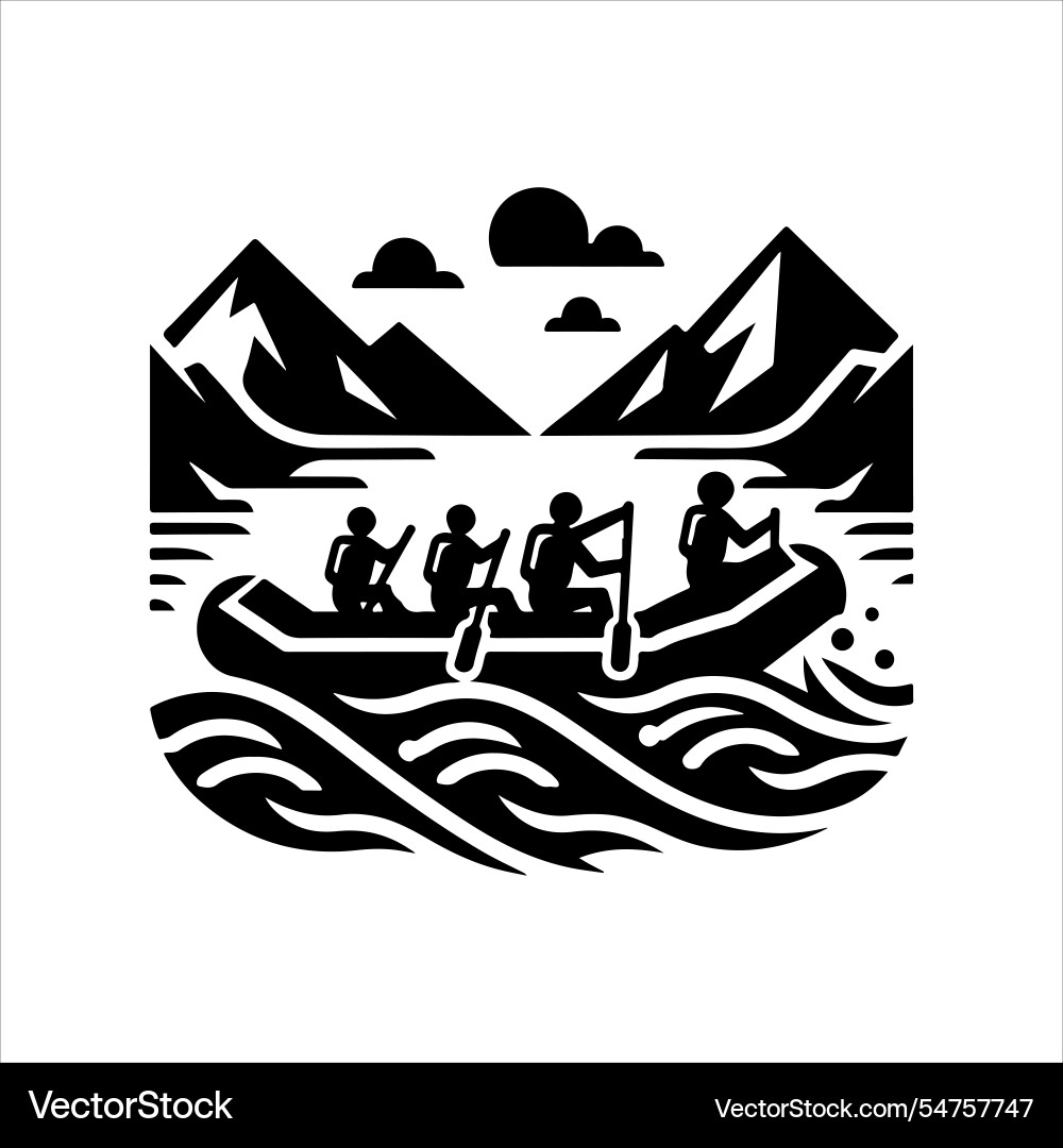 High-quality whitewater raft silhouettes Vector Image