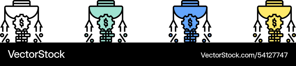 Margin icon outline green blue and yellow style Vector Image