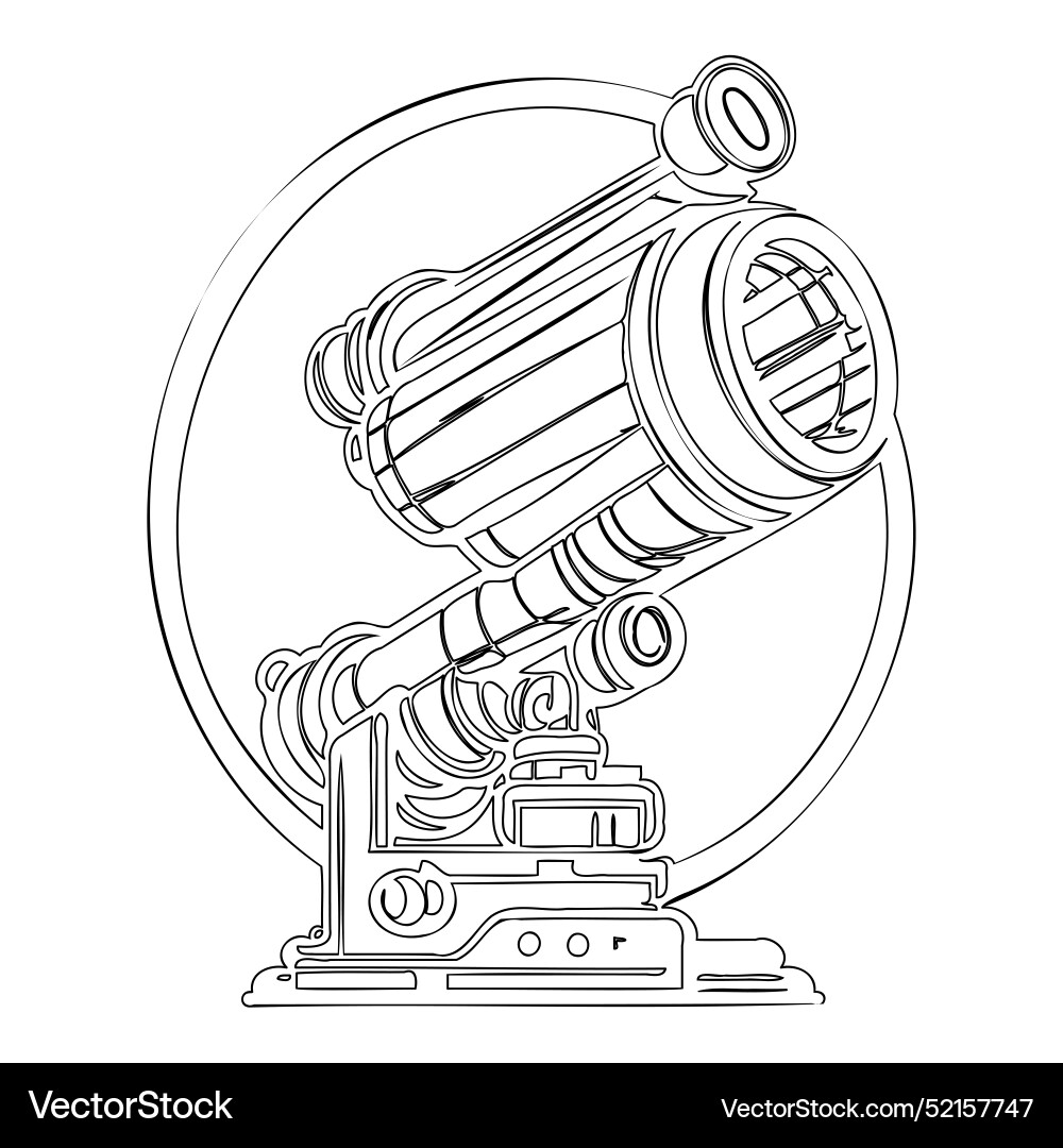 Telescope outline sketch Royalty Free Vector Image