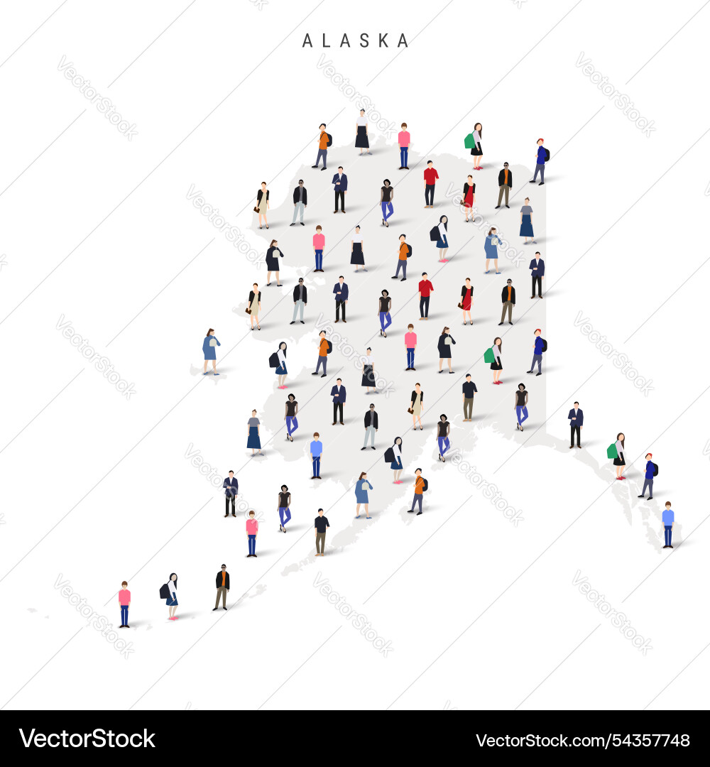Alaska us state population map large group of Vector Image