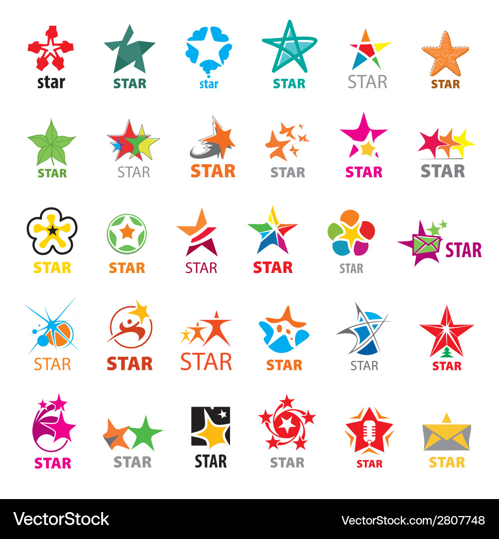 Biggest collection of logos stars Royalty Free Vector Image