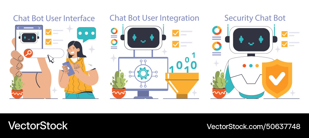 Chat bot collection flat Royalty Free Vector Image