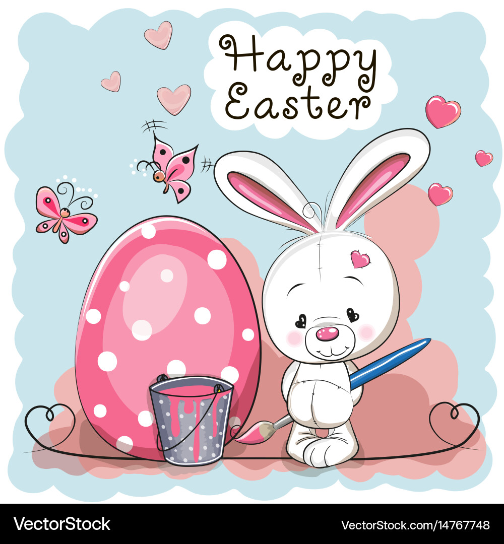 Cute white rabbit Royalty Free Vector Image - VectorStock