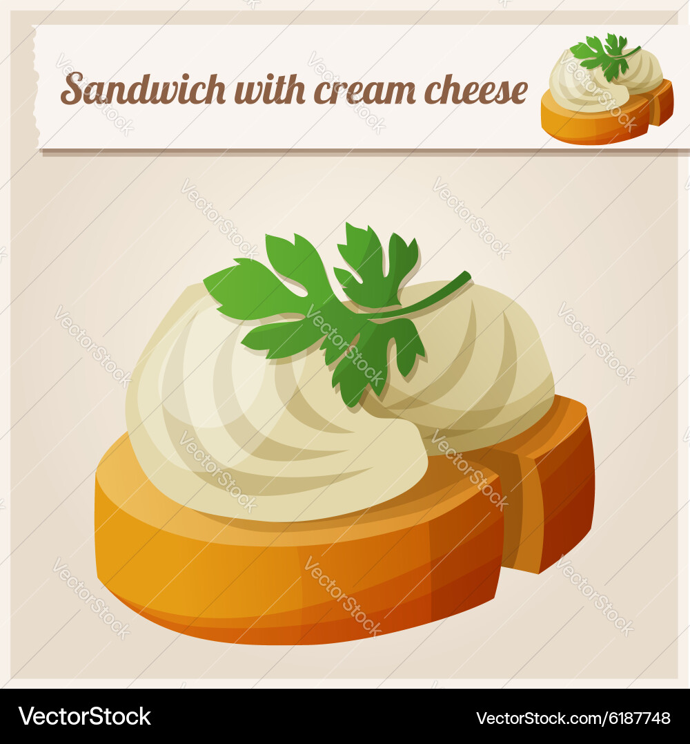 Detailed icon sandwich with cream cheese Vector Image