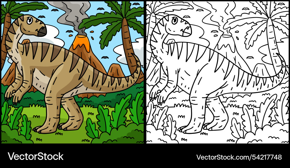 Dinosaur iguanodon coloring page Royalty Free Vector Image