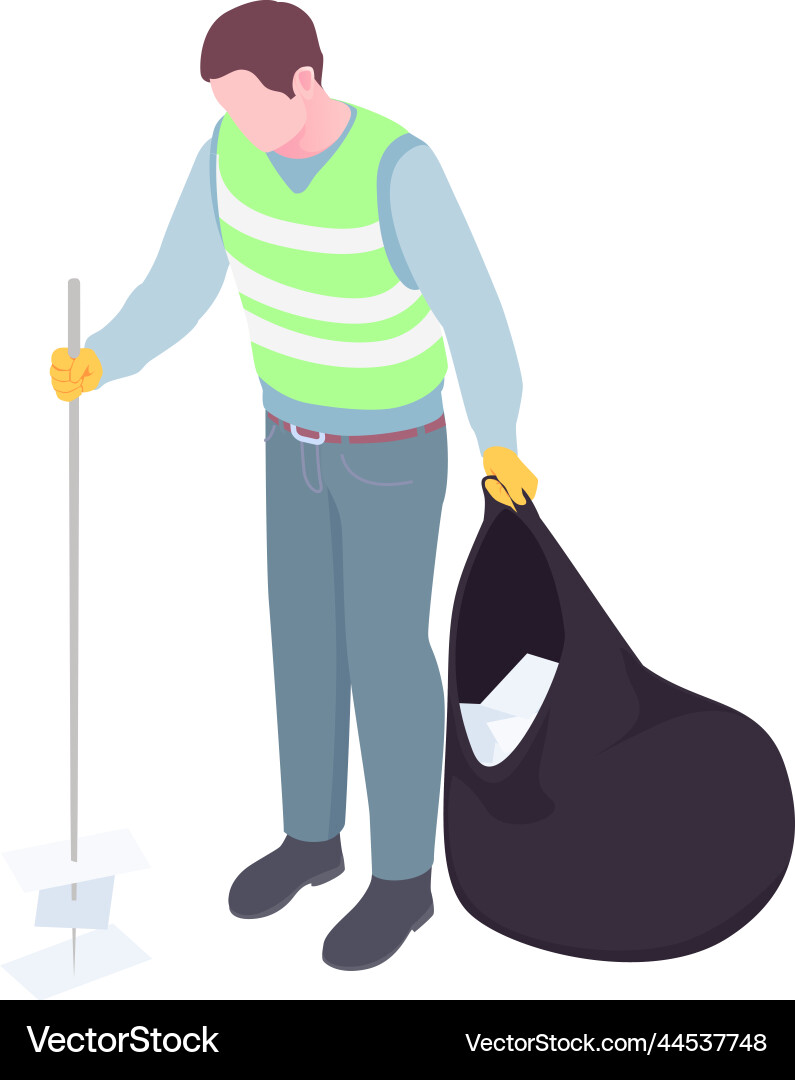 Isometric garbage cleaner Royalty Free Vector Image