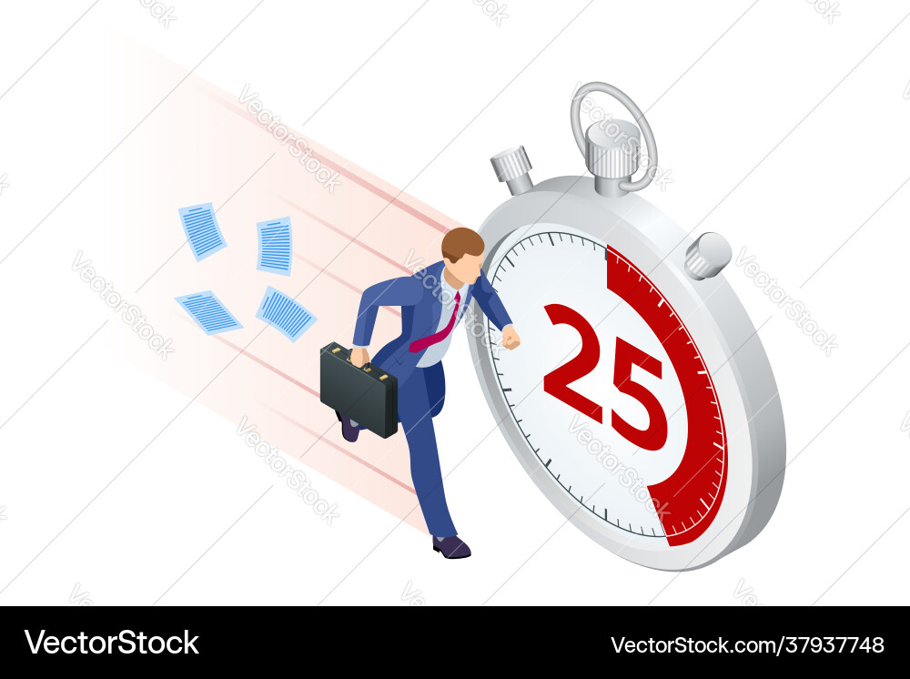 Isometric project deadline time management Vector Image