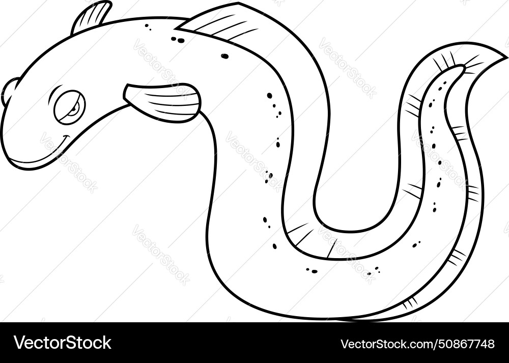 Outlined cute electric eel fish Royalty Free Vector Image