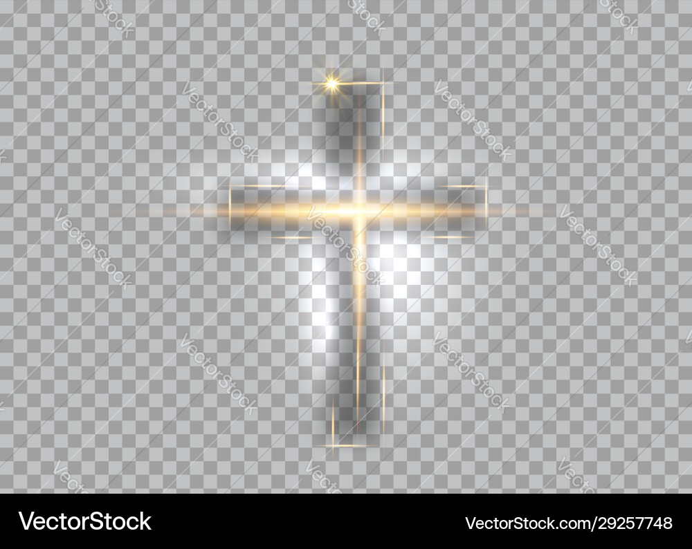 Shiny Golden Cross with Light Royalty Free Vector Image