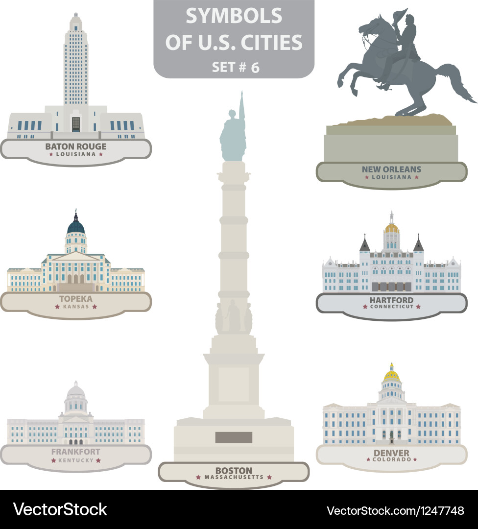 Symbols of us cities Royalty Free Vector Image