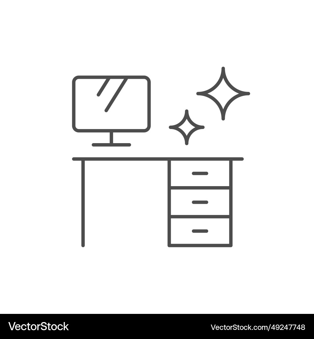 Workplace cleaning line outline icon Royalty Free Vector