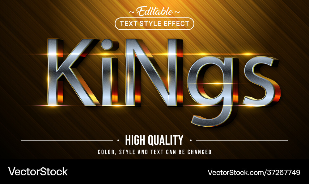 Editable text style effect - kings Royalty Free Vector Image