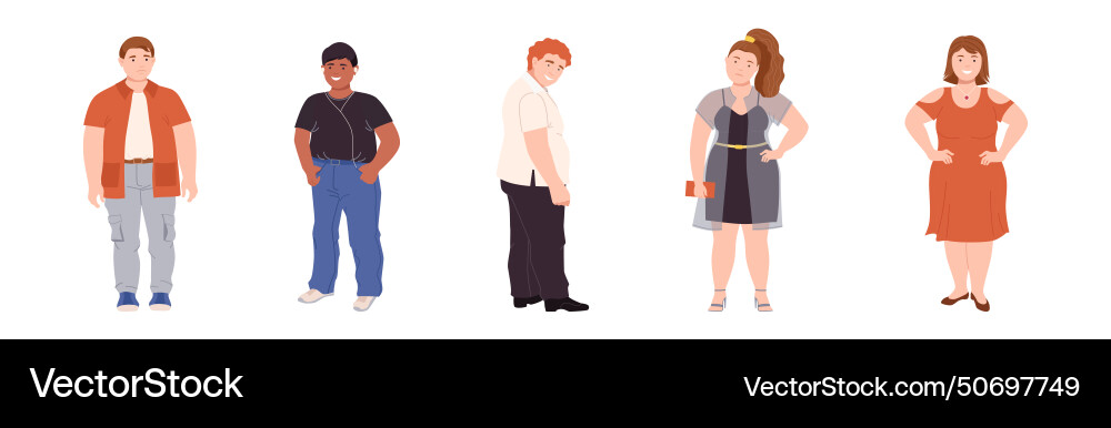 Fat people characters with full body and obesity Vector Image
