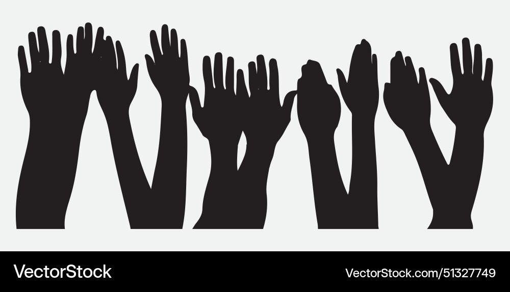 Hands raised silhouettes capturing unity Vector Image