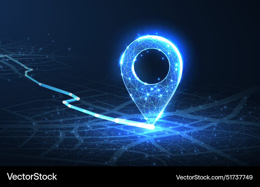 Pin icons with move path new office location Vector Image