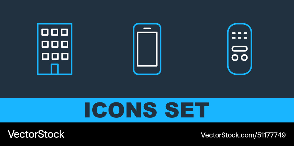 Set line remote control house and smartphone icon Vector Image