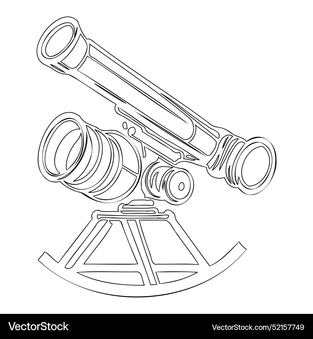 Telescope outline sketch Royalty Free Vector Image
