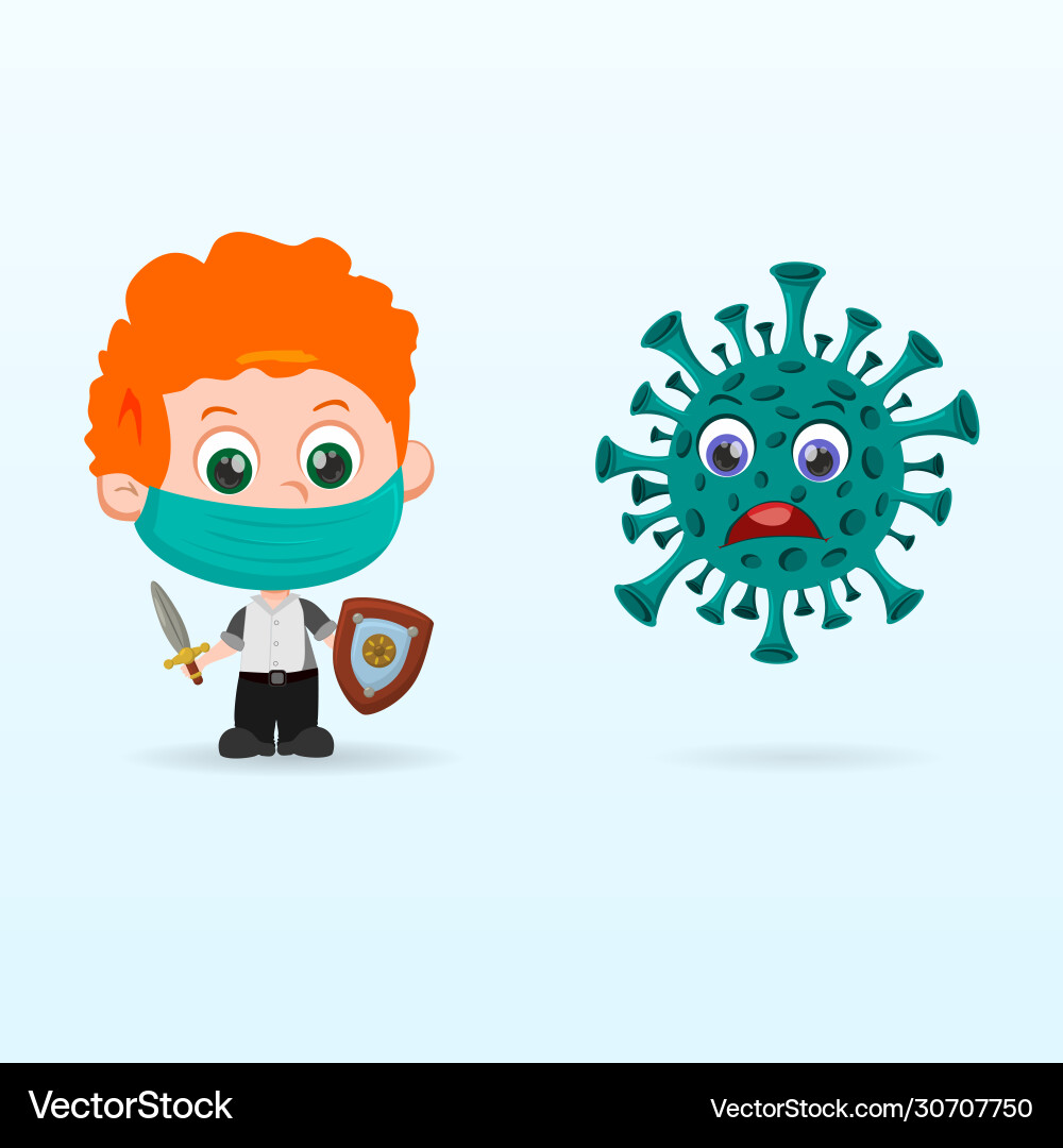Child fight with virus Royalty Free Vector Image