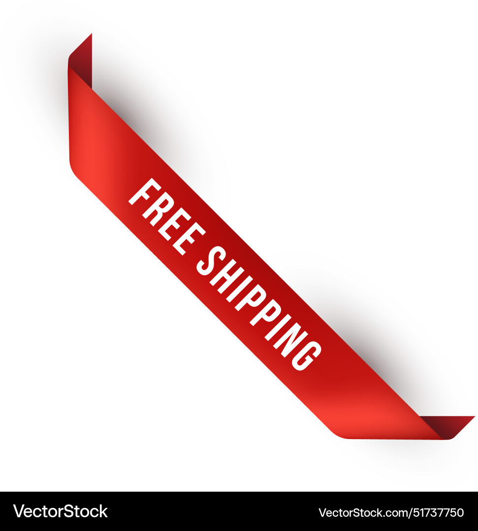 Free shipping red ribbon angular label advertising