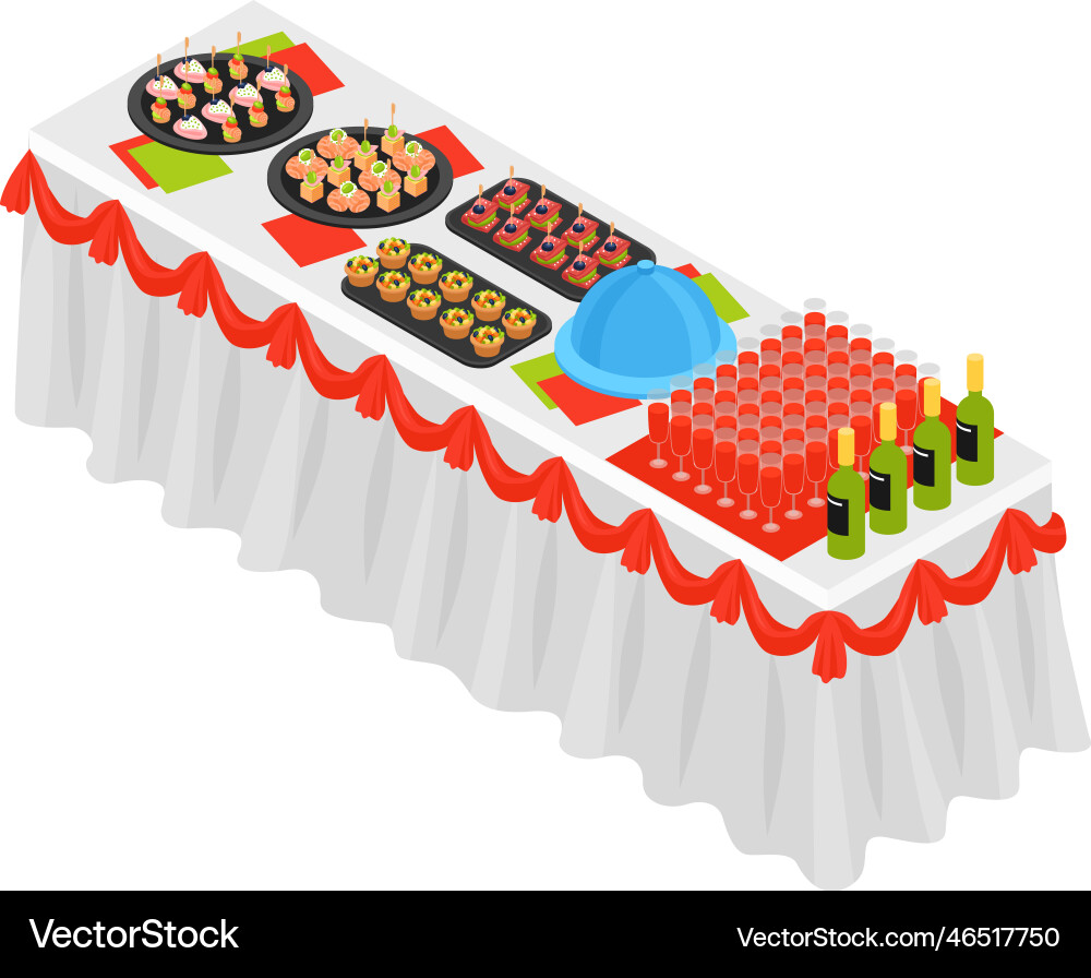 Isometric banquet table Royalty Free Vector Image