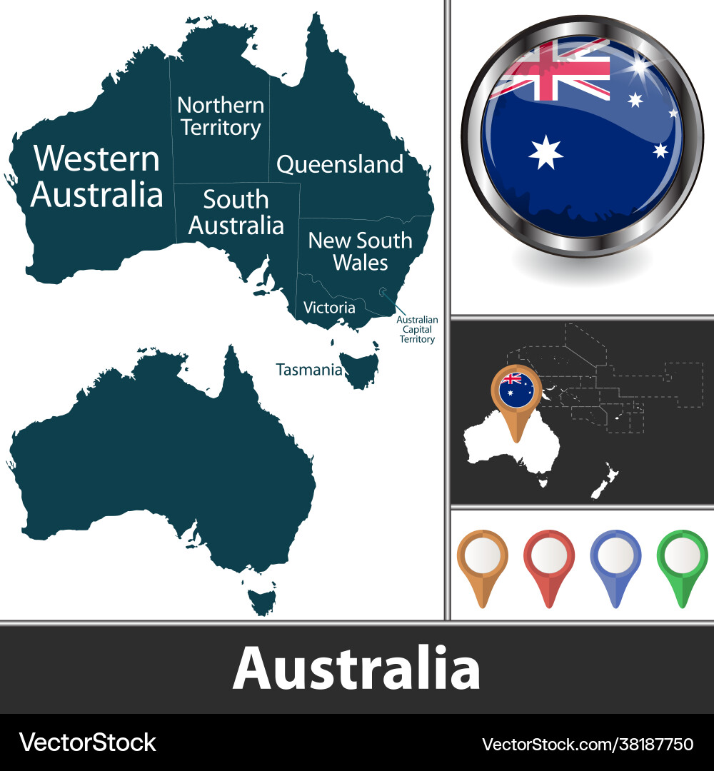 Map australia Royalty Free Vector Image - VectorStock