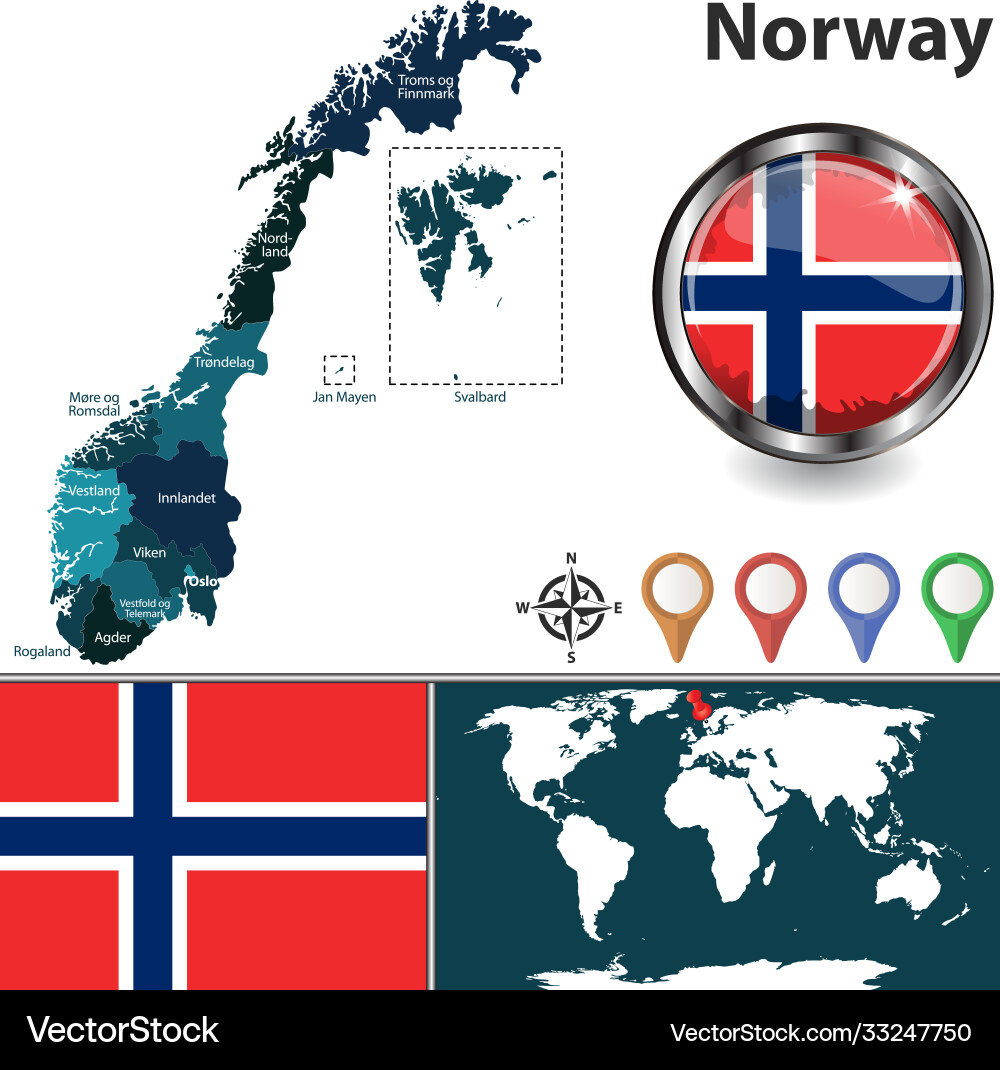 Map norway Royalty Free Vector Image - VectorStock