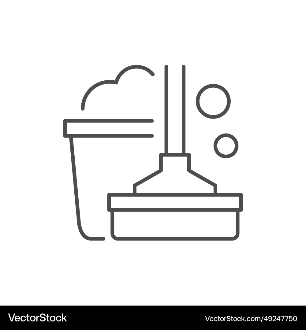 Mopping equipment line outline icon Royalty Free Vector