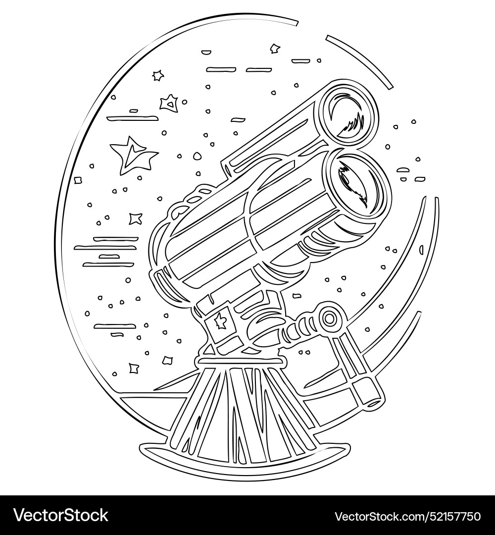 Telescope outline sketch Royalty Free Vector Image