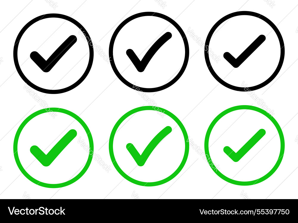Wahrzeichen Symbol Zeichen Ja Recht Checkbox Vektorbild