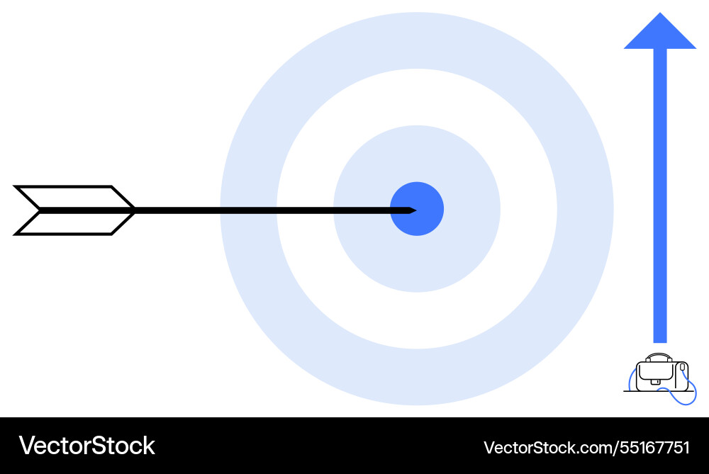 Arrow hitting blue bullseye target with upward Vector Image