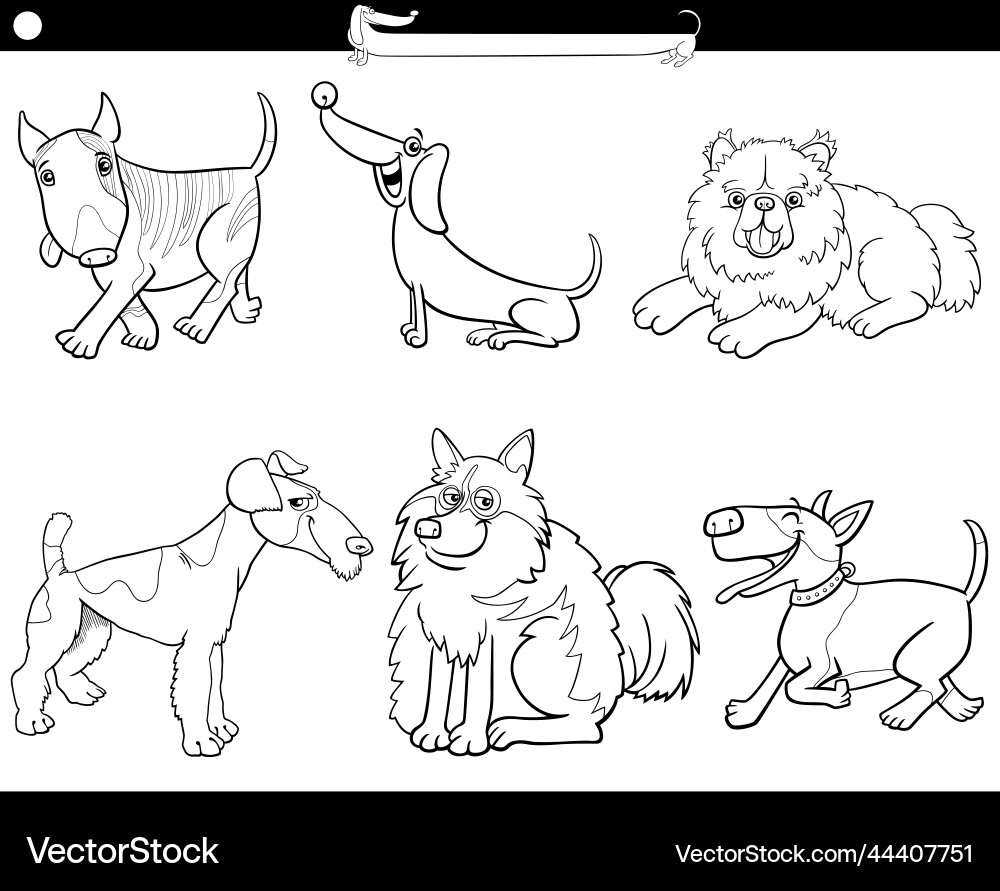 Cartoon purebred dogs comic characters set Vector Image