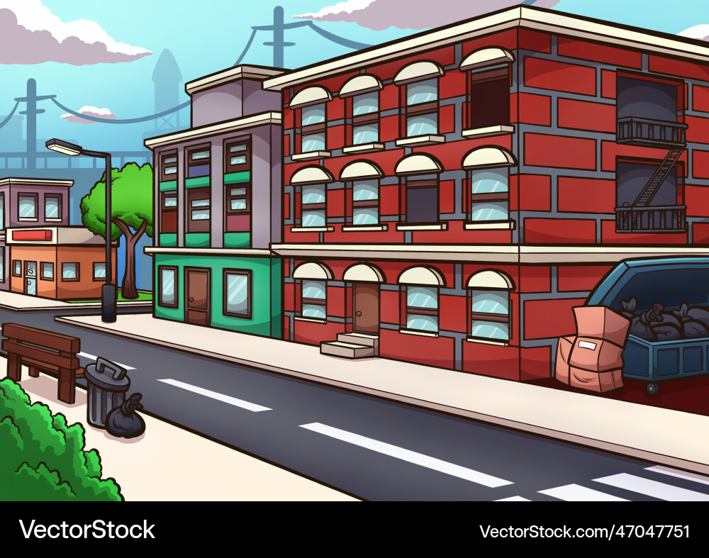 Cartoon street Royalty Free Vector Image - VectorStock