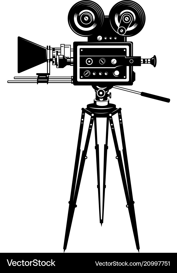 Cinema movie camera side view template Royalty Free Vector