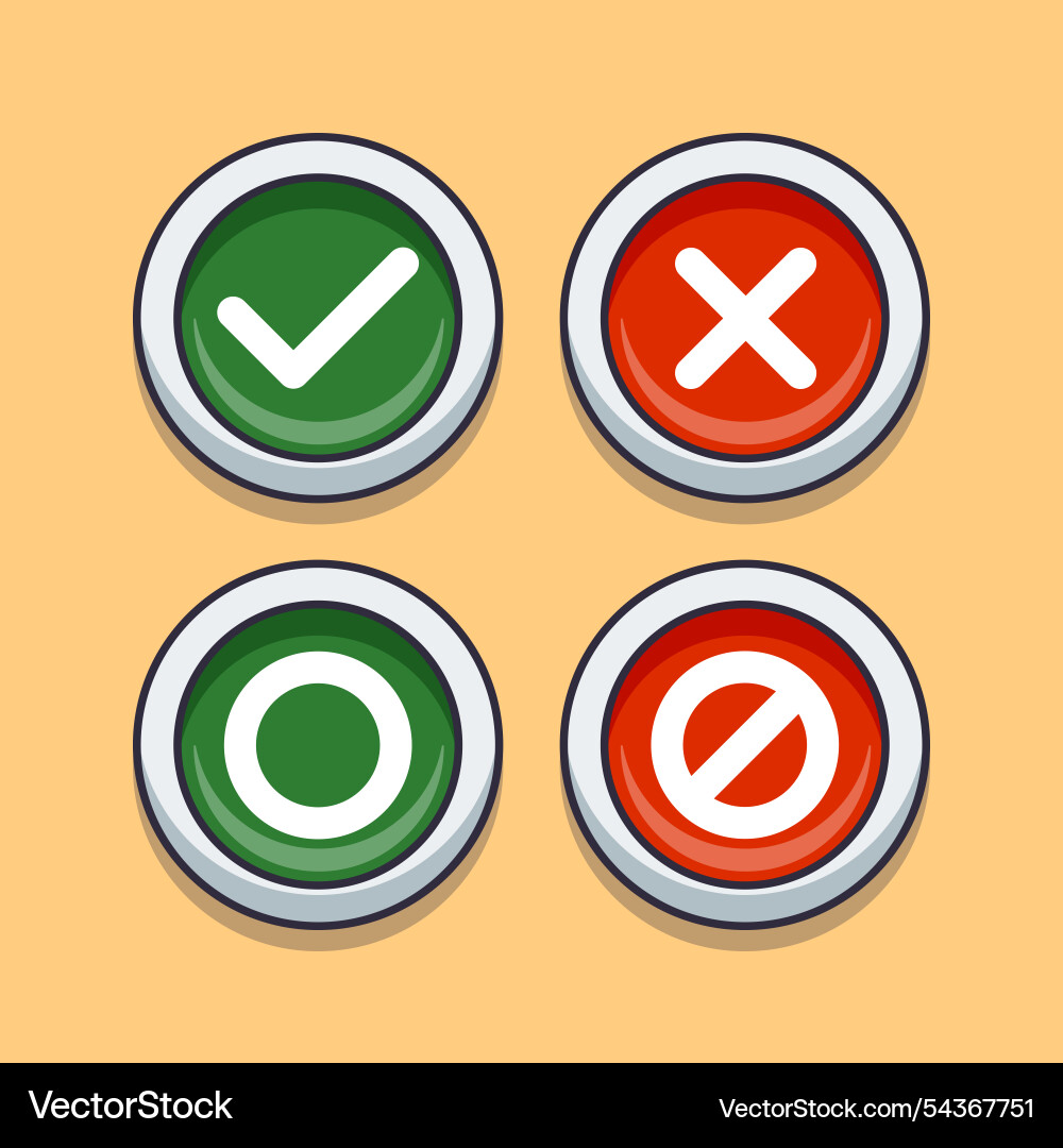 Correct and wrong sign symbol - cartoon Royalty Free Vector