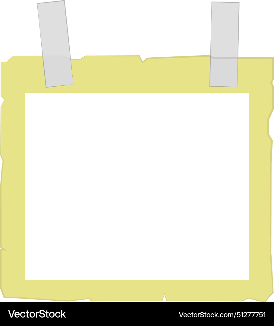 Paper frame with tape on transparent background Vector Image