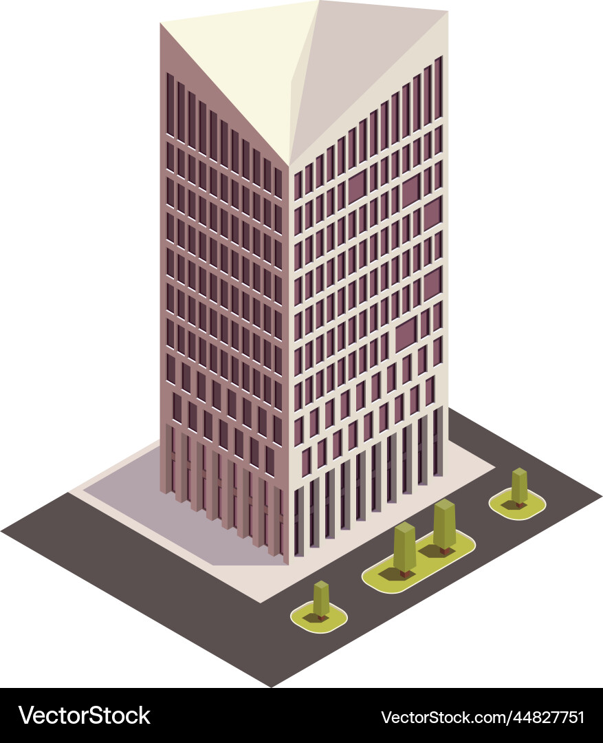 Polygonal skyscraper isometric composition Vector Image