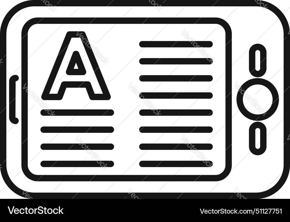 Reading new digital book icon outline Royalty Free Vector