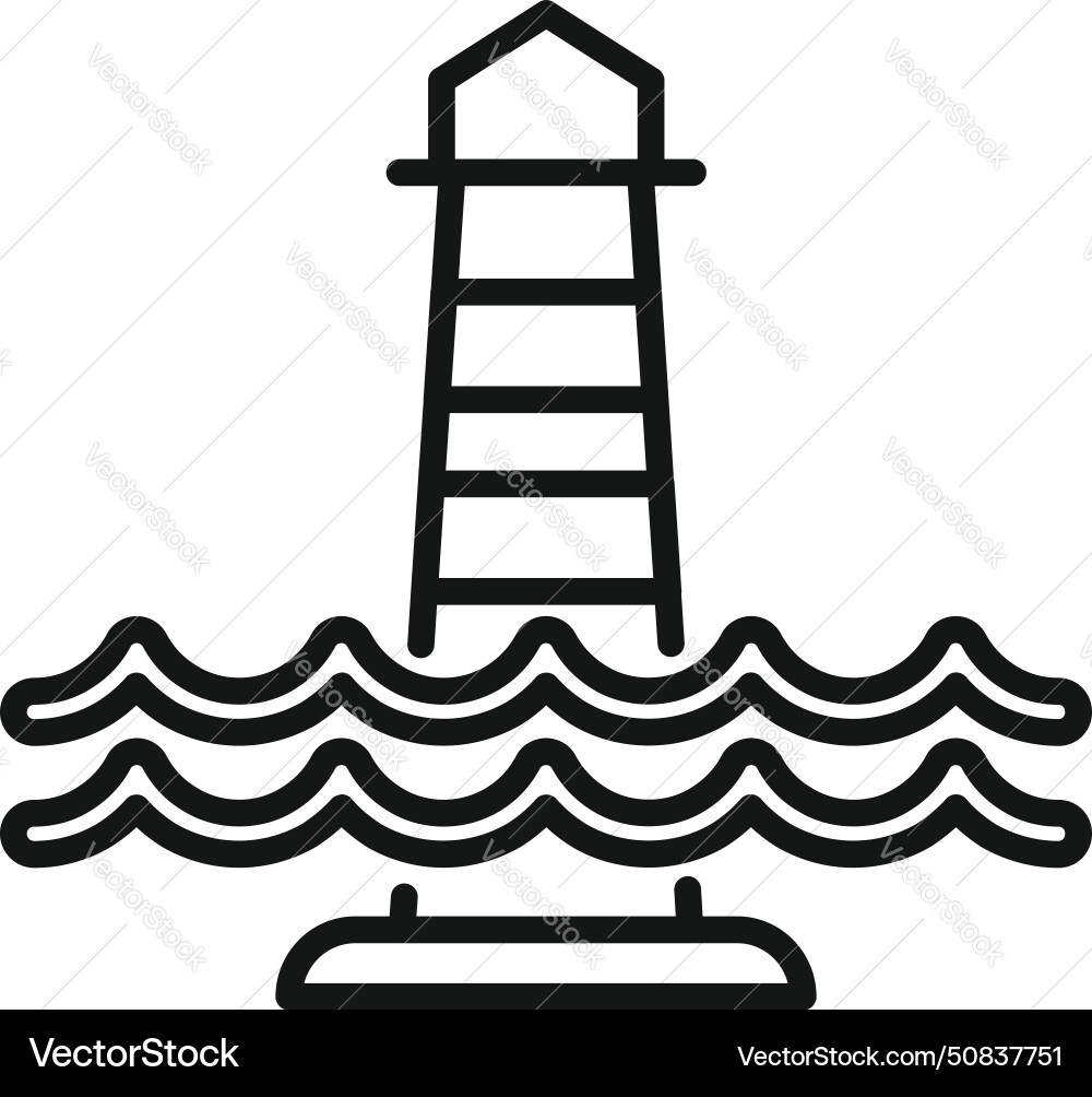 Sea level rise change icon outline climate Vector Image