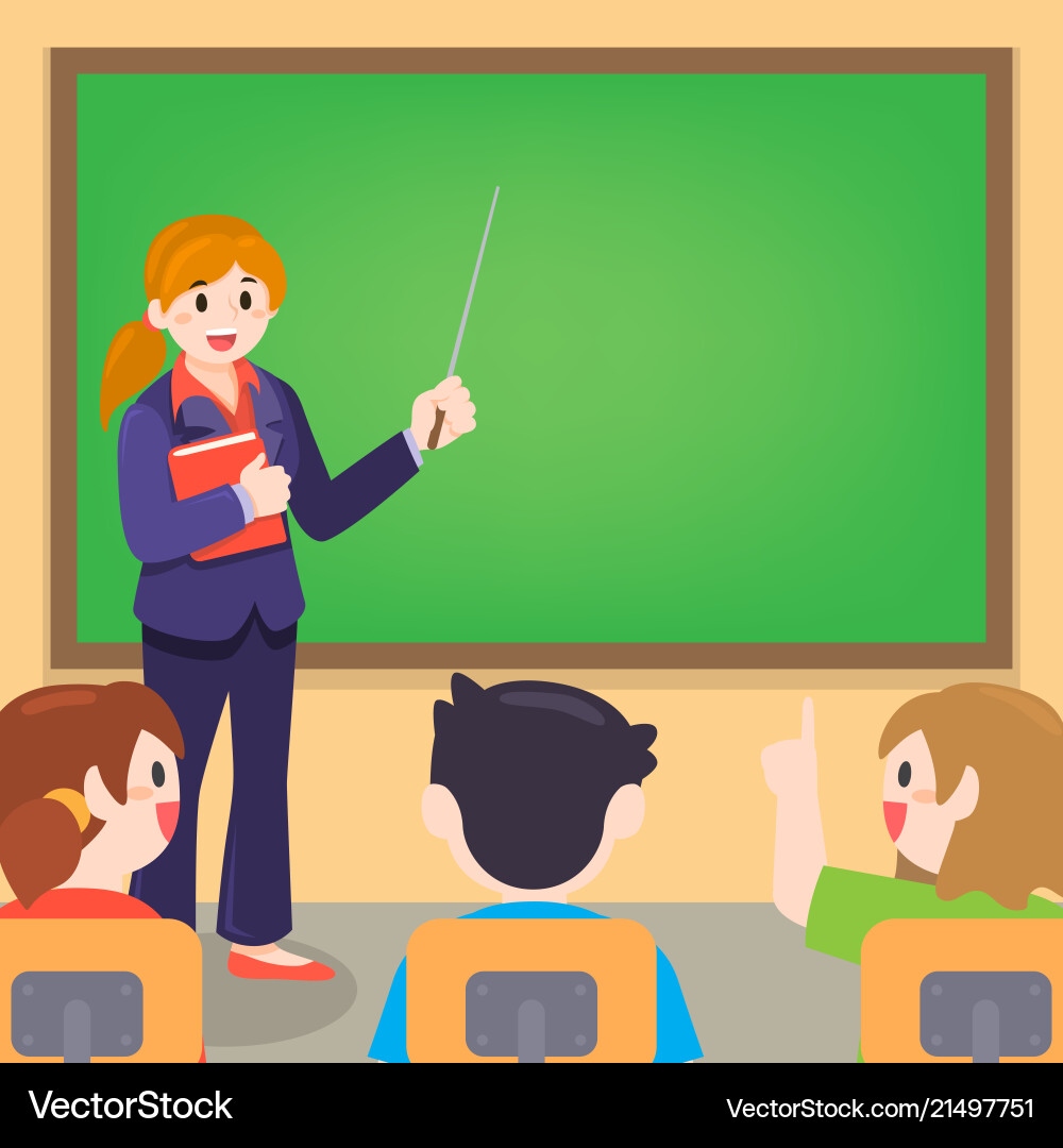 Teacher and student on lesson at classroom Vector Image