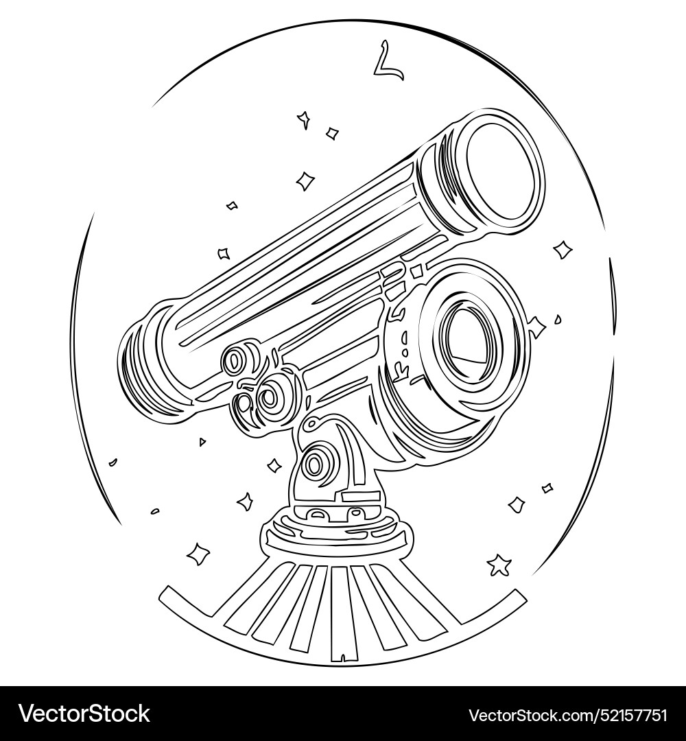 Telescope outline sketch Royalty Free Vector Image