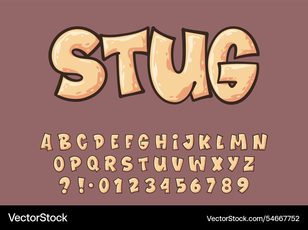 Alphabet brown simple graffiti letters Royalty Free Vector