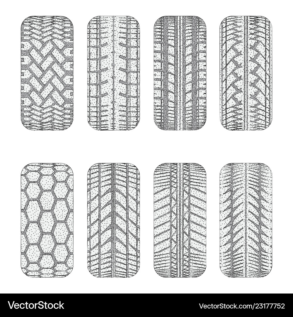 Car dotted tire tracks Royalty Free Vector Image