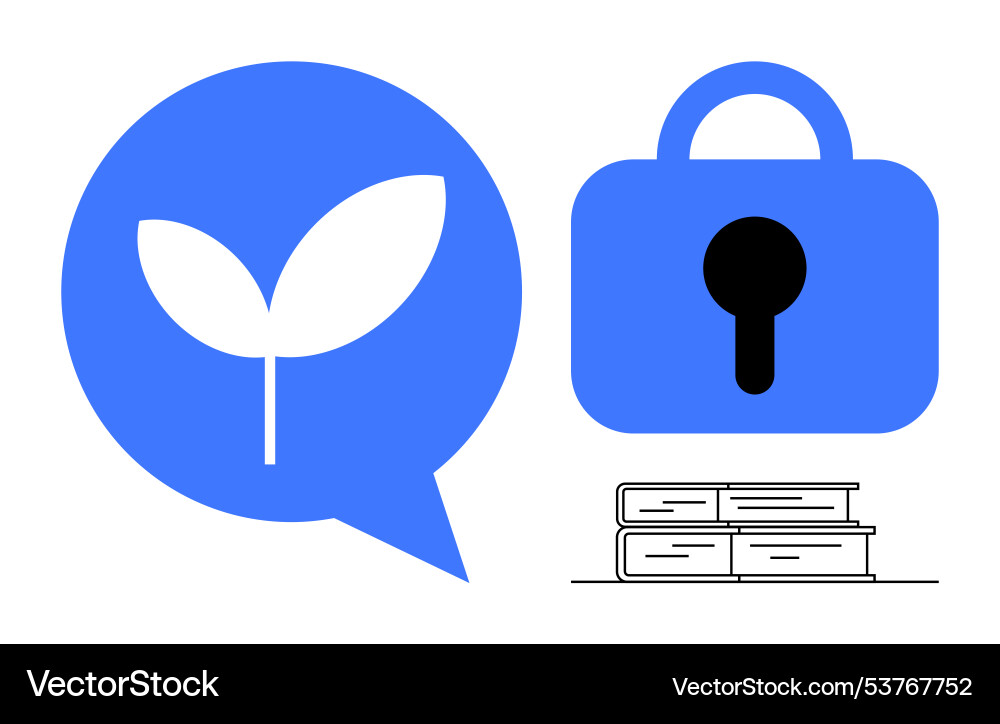 Growth communication symbol with lock and books Vector Image