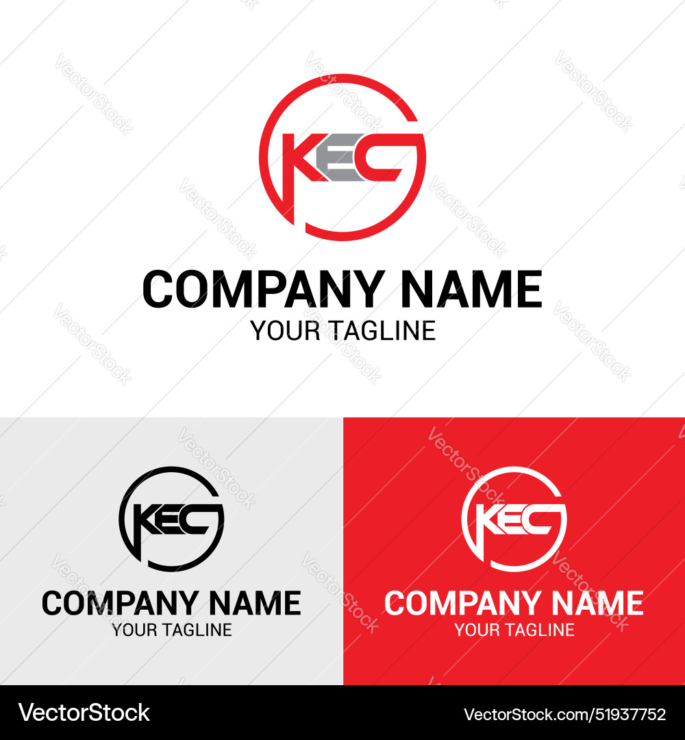 Kec letter initial around into a circle logo Vector Image