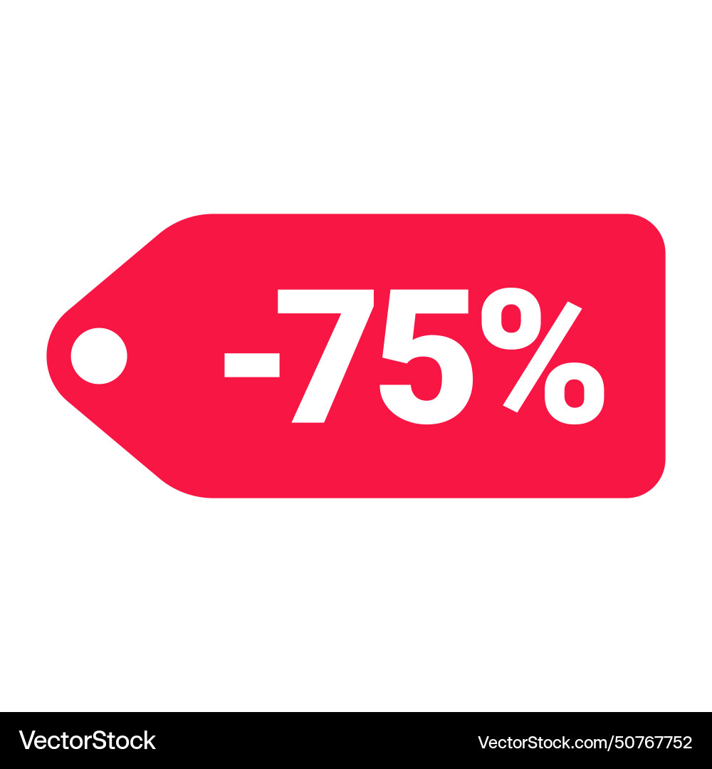 Red 75 percent discount label on white background Vector Image